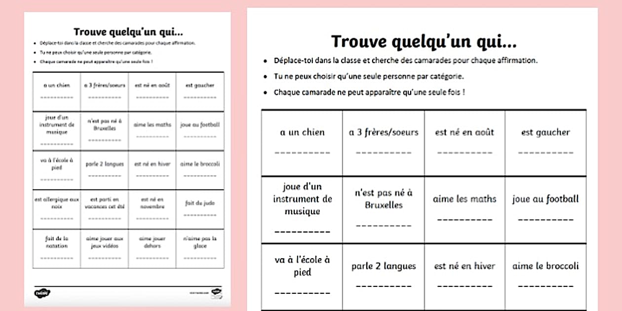 Jeu - Trouve quelqu'un qui... (teacher made) - Twinkl