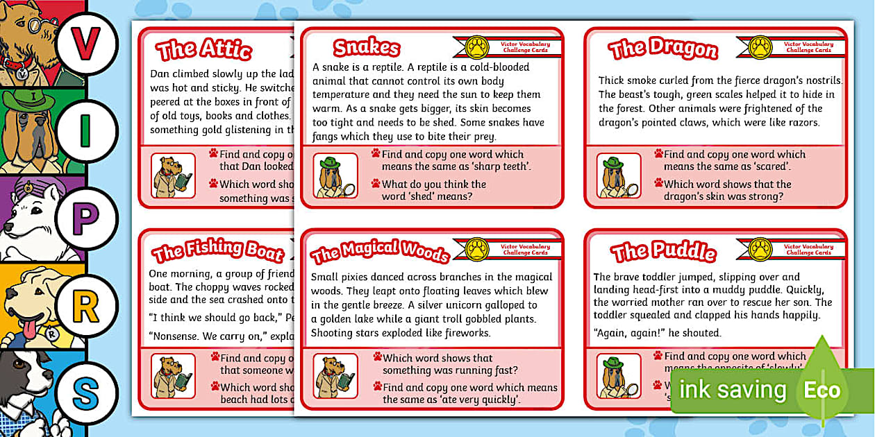 KS1 Victor Vocabulary Challenge Cards (teacher made)