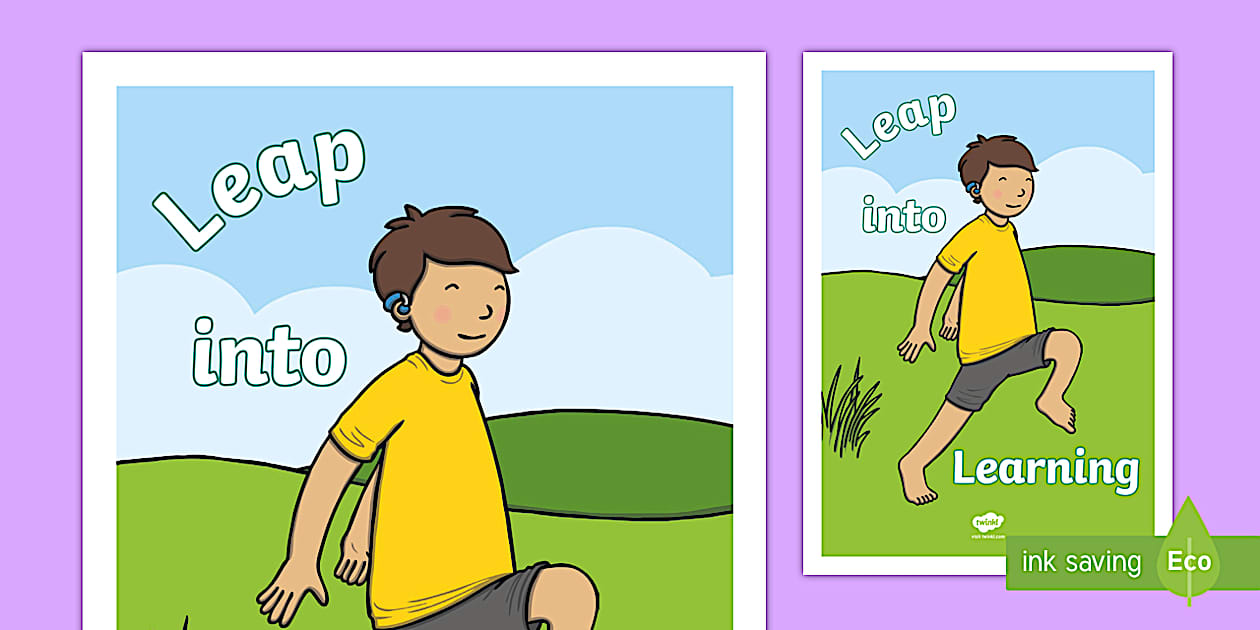 Editable Leap Into Learning Motivational Poster - Twinkl