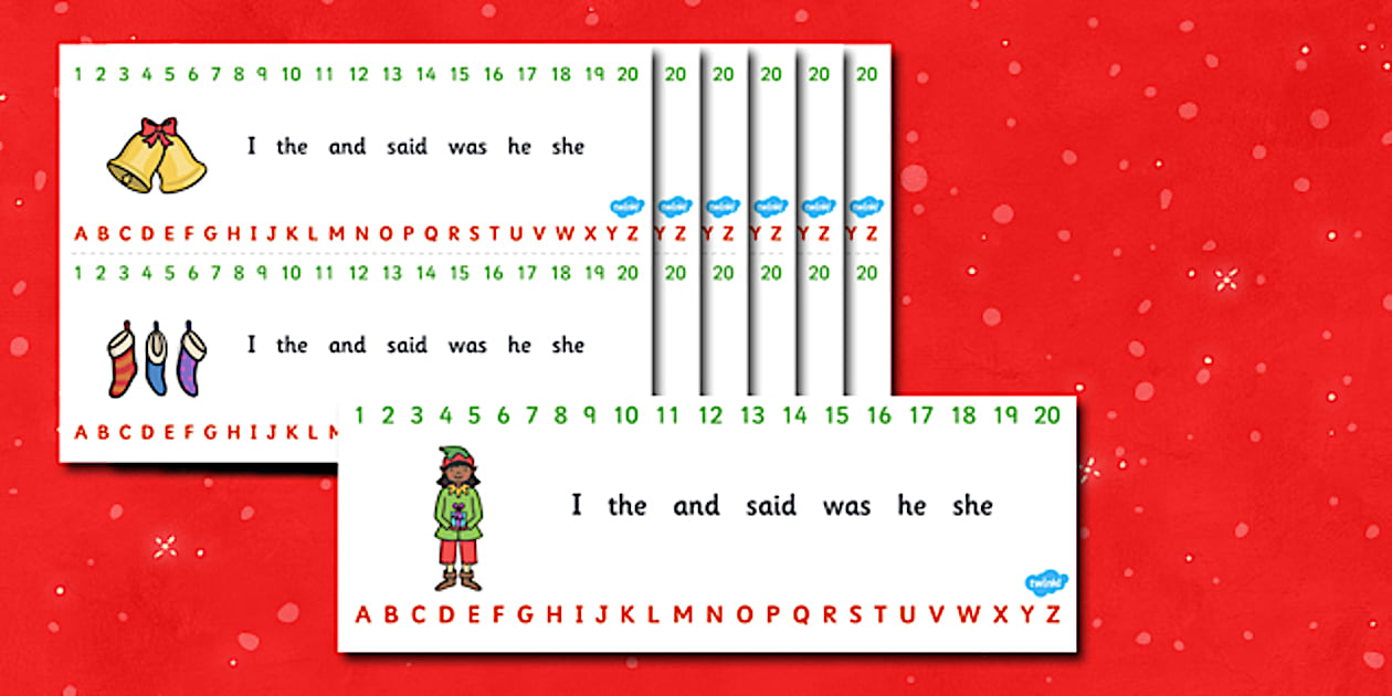 Editable Combined Alphabet and Number Strips (Christmas)