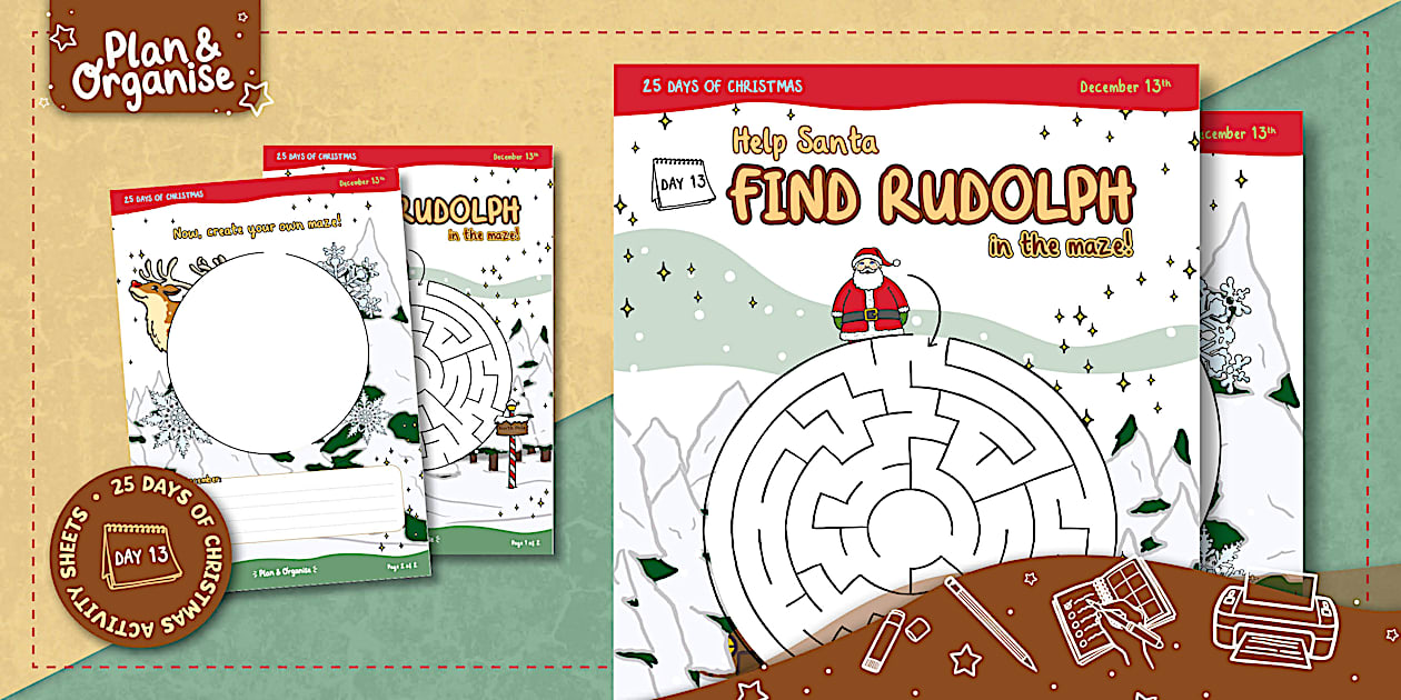 December 13th: Find Rudolph Maze Activity | 25 Days of Christmas Activity
