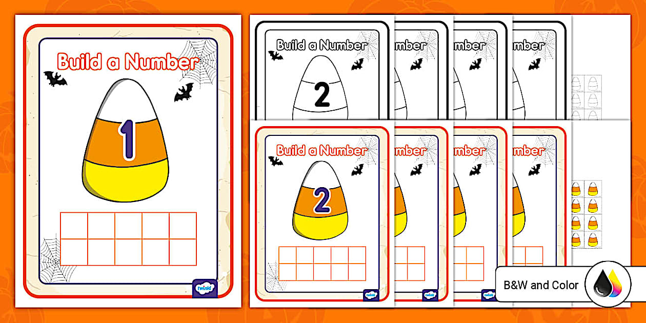 Candy Corn Build a Number 1-20 Activity Mats - Twinkl