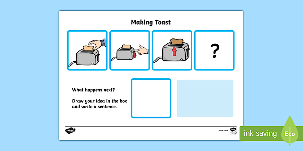 Editable What Happens Next? Fill in the Blank Worksheet for 'Making Toast'