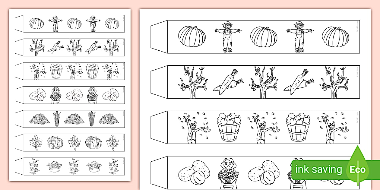 Harvest Paper Chain Colouring (teacher made) - Twinkl