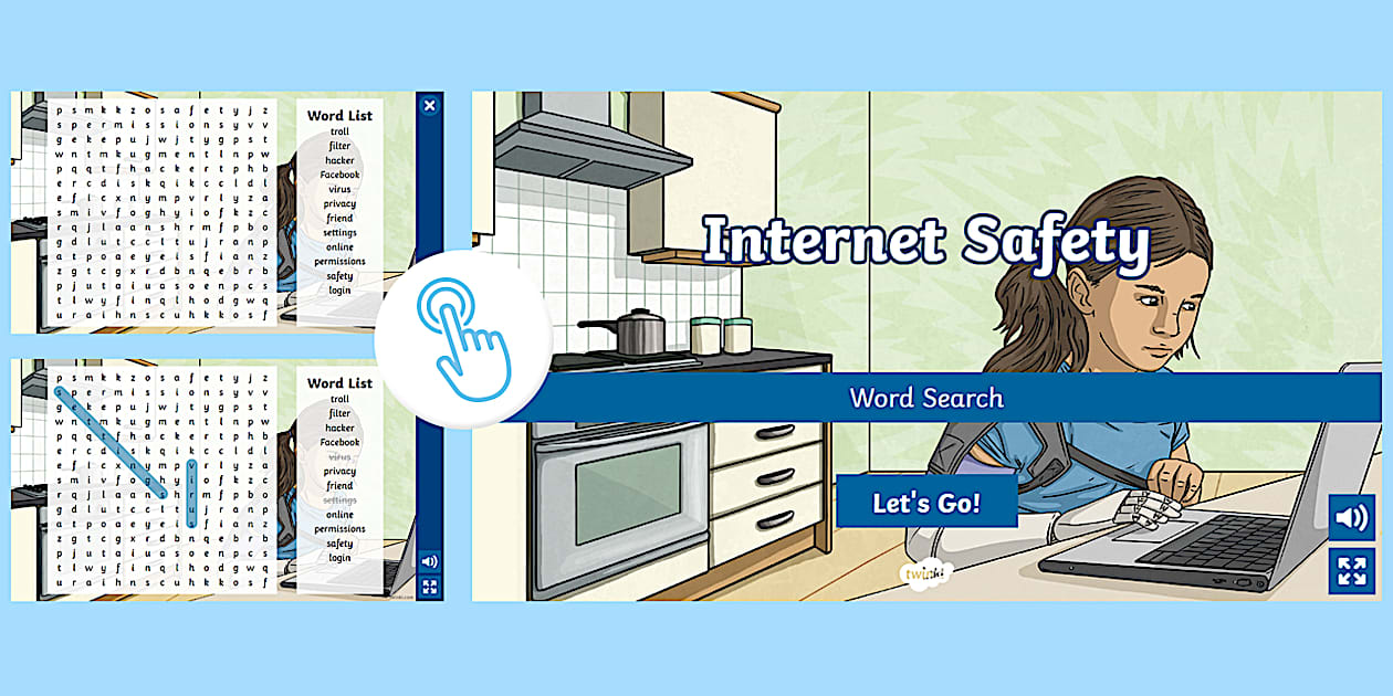 Interactive Internet Safety Word Search | Twinkl Go!