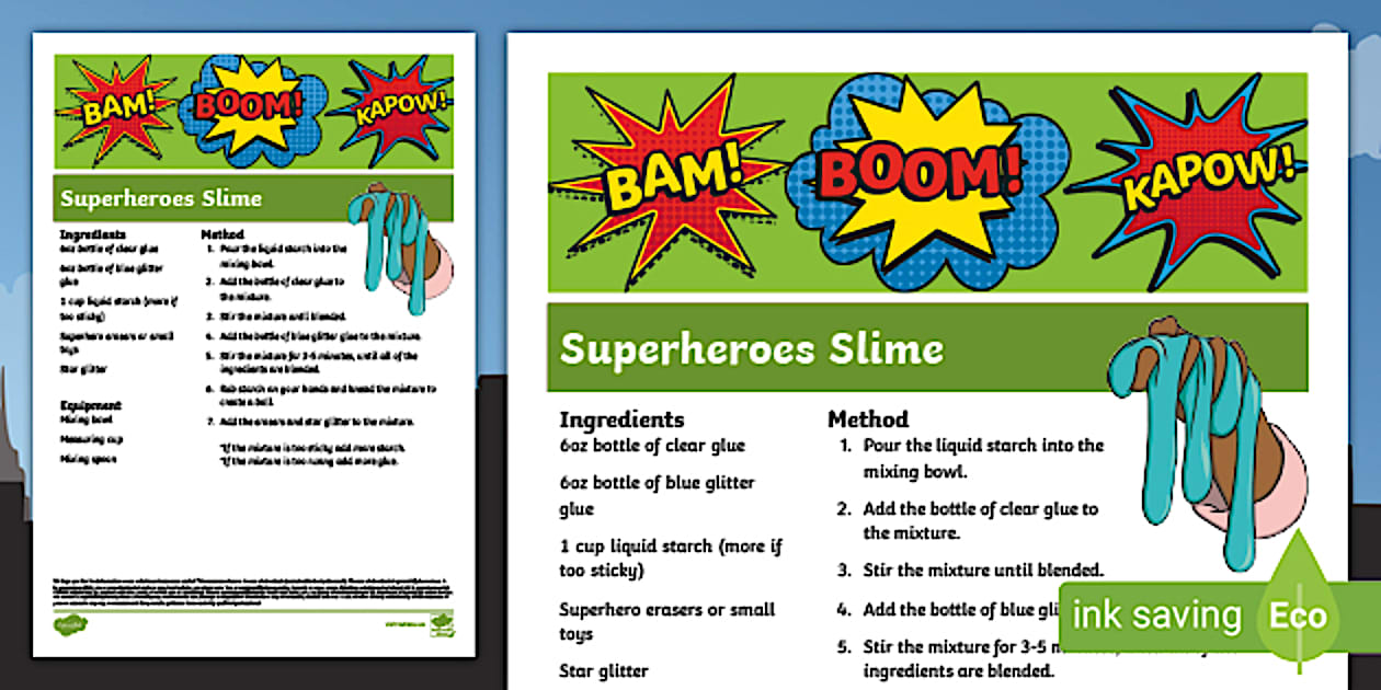 Superheroes Slime Recipe (teacher made) - Twinkl