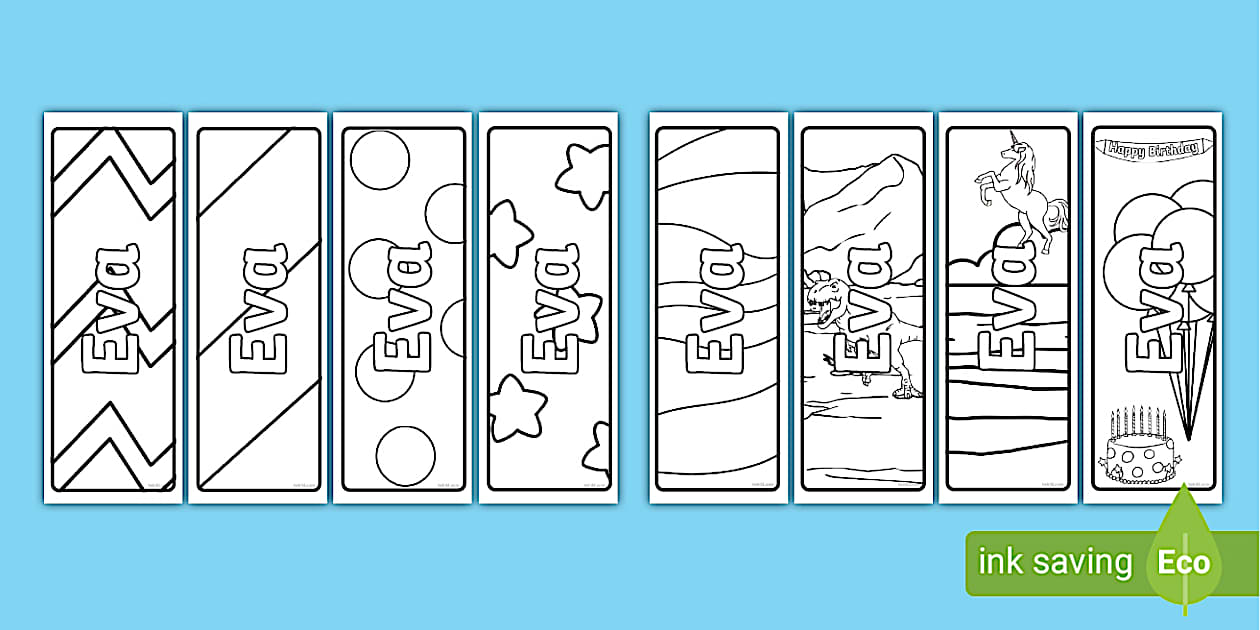 Eva Name Simple Colouring Bookmarks | Twinkl | KS1 - Twinkl
