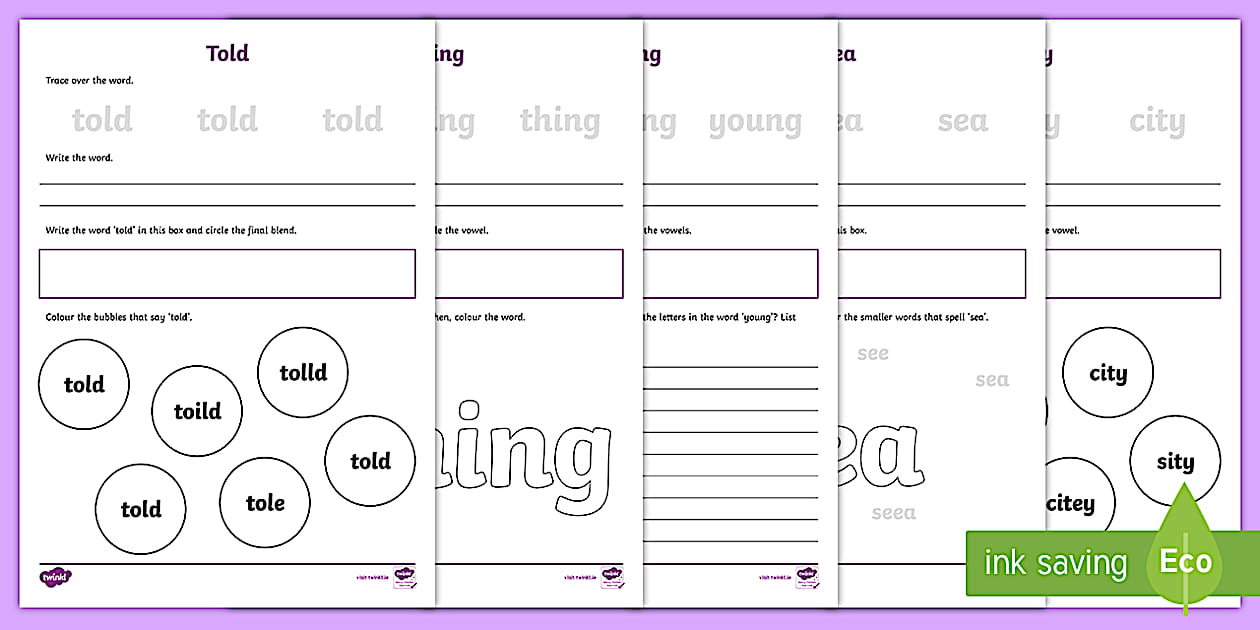 First Class Spelling List Weeks 25-30 Worksheets - Twinkl