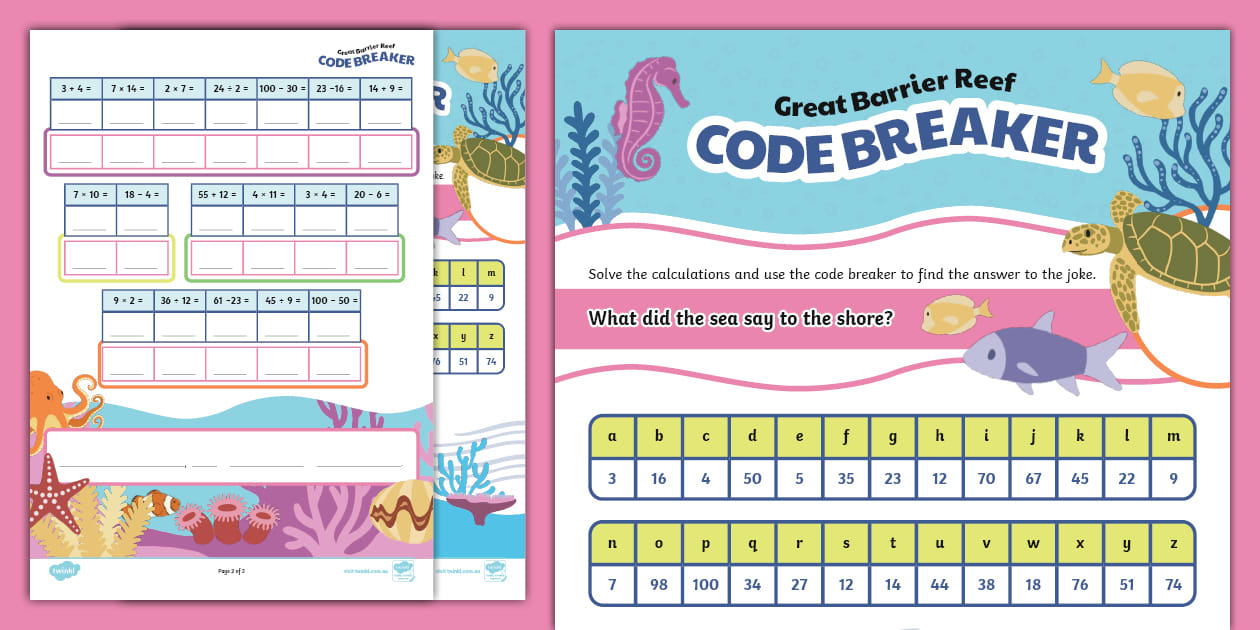 Great Barrier Reef Code Breaker (Teacher-Made) - Twinkl