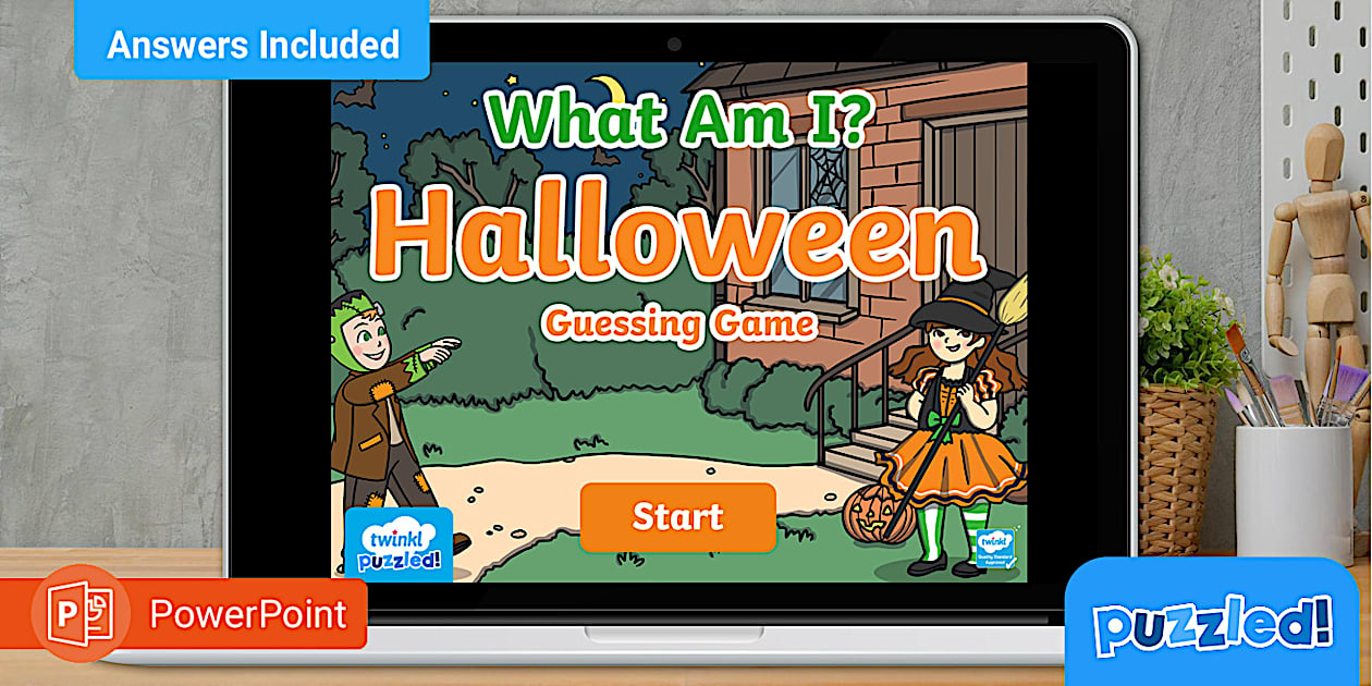 Fun Halloween Guessing Game Puzzle PowerPoint - AL - Kids