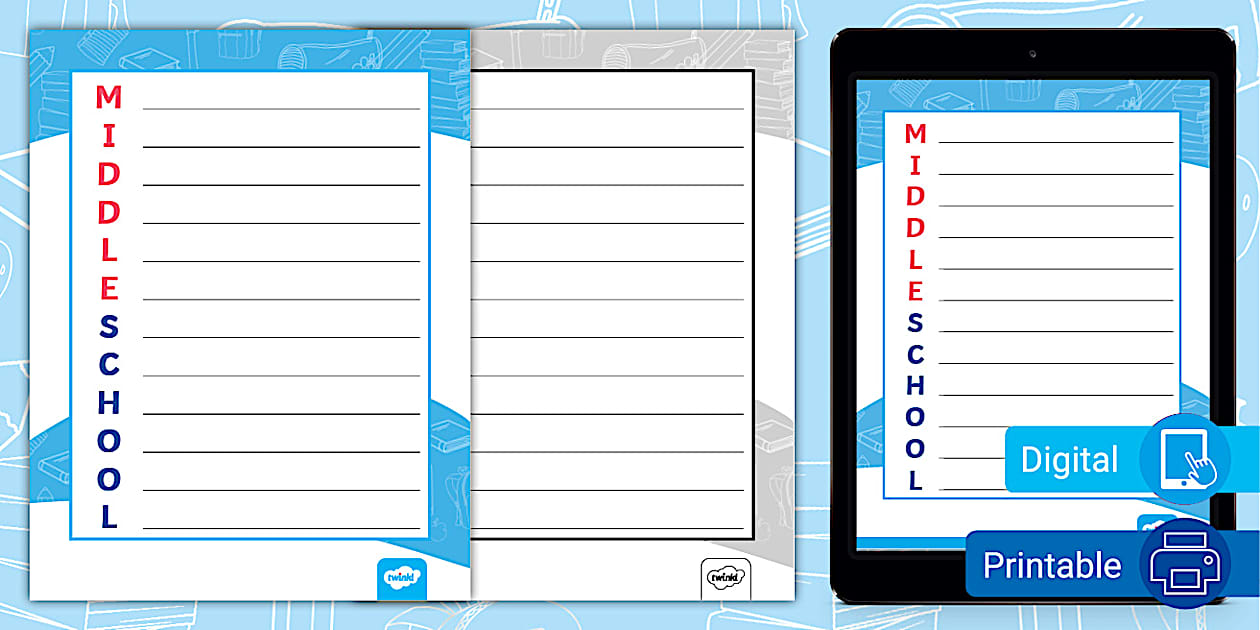 First Day of Middle School Acrostic Poem for 6th-8th Grade