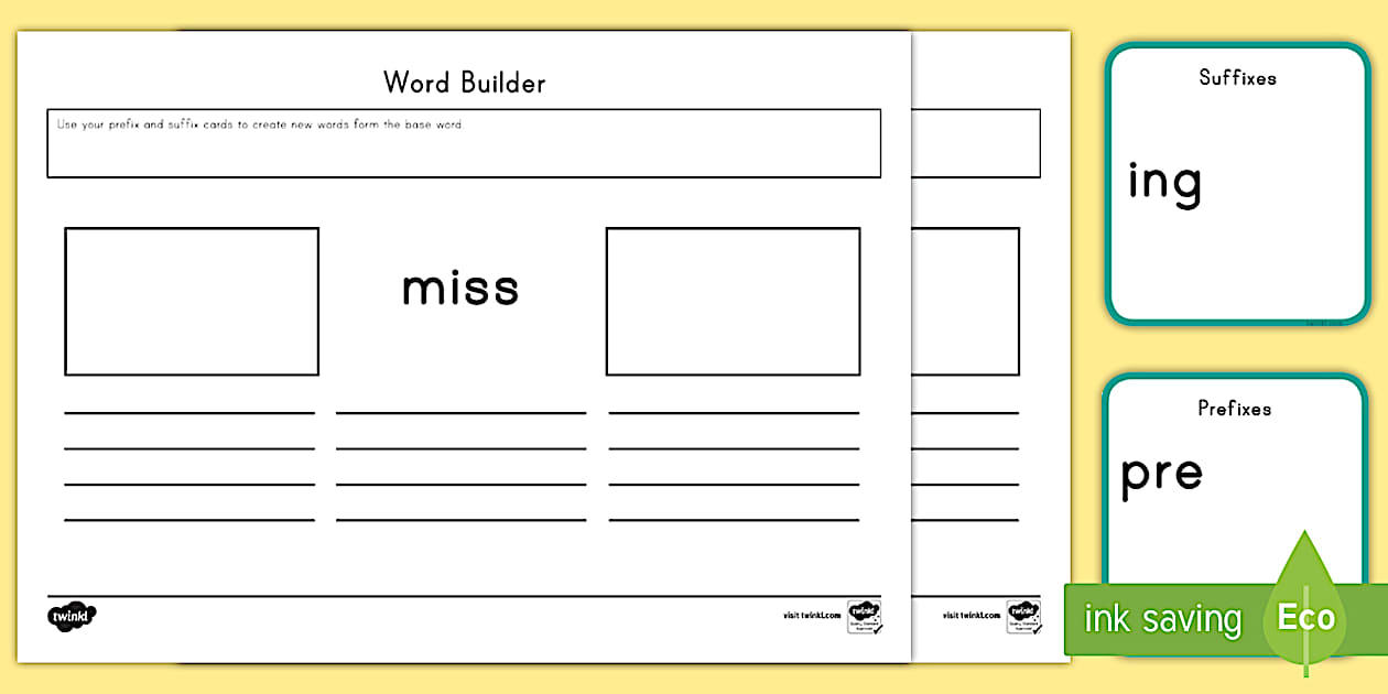 * NEW * Prefix and Suffix Word Builder Activity - Twinkl