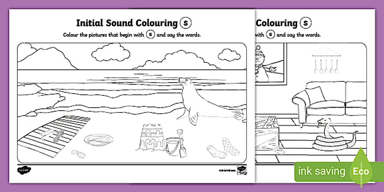Initial Sounds Colouring Activity: Letter s - Twinkl
