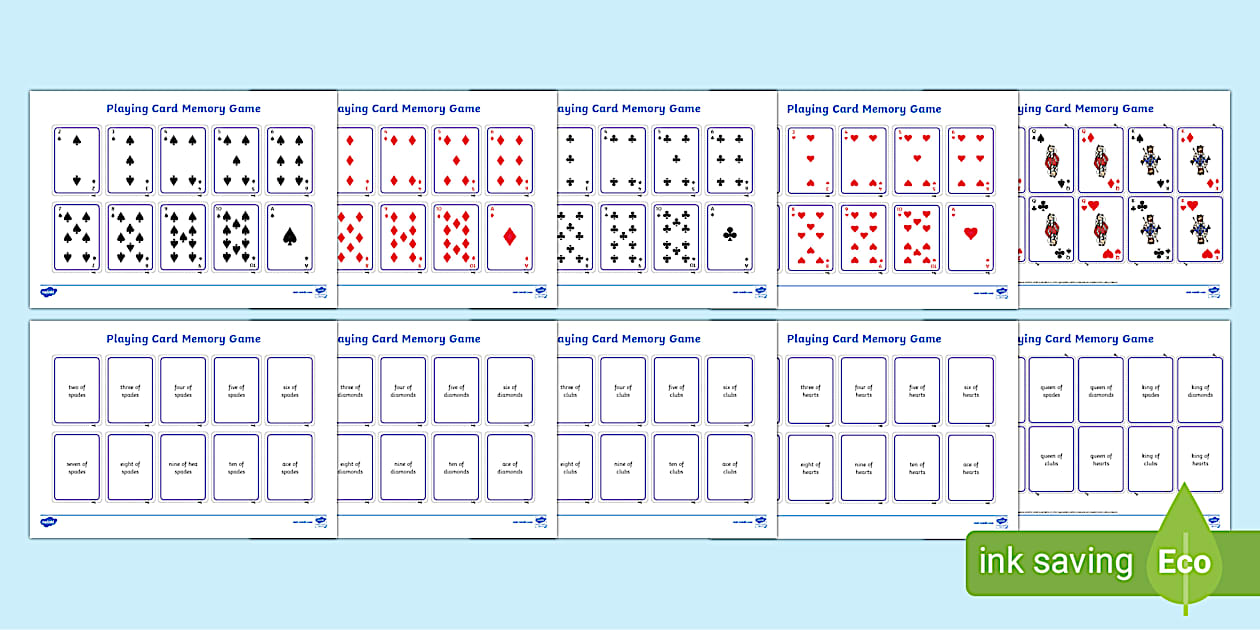 Playing Card Memory Game (teacher made) - Twinkl