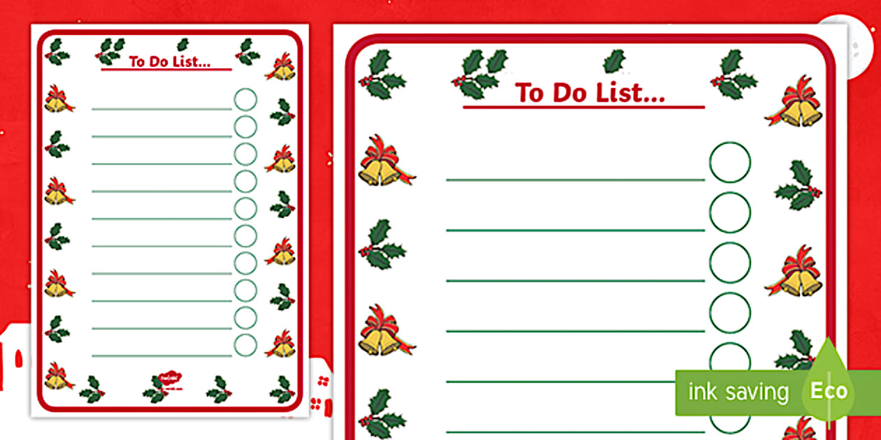 Editable Christmas To-Do List (teacher made) - Twinkl
