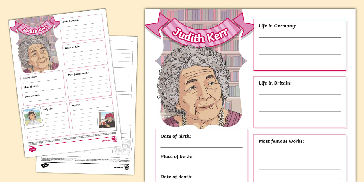 * NEW * KS2 Judith Kerr Fact File Template - Twinkl