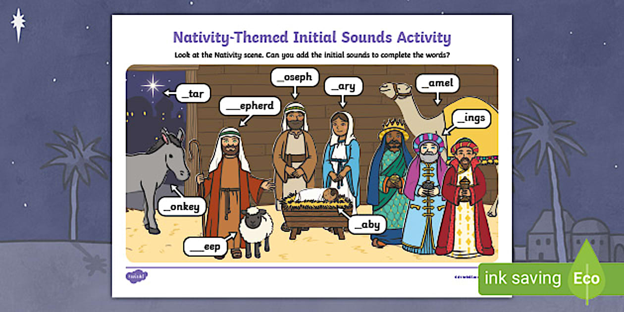 Nativity-Themed Initial Sounds Phonics Activity - Twinkl