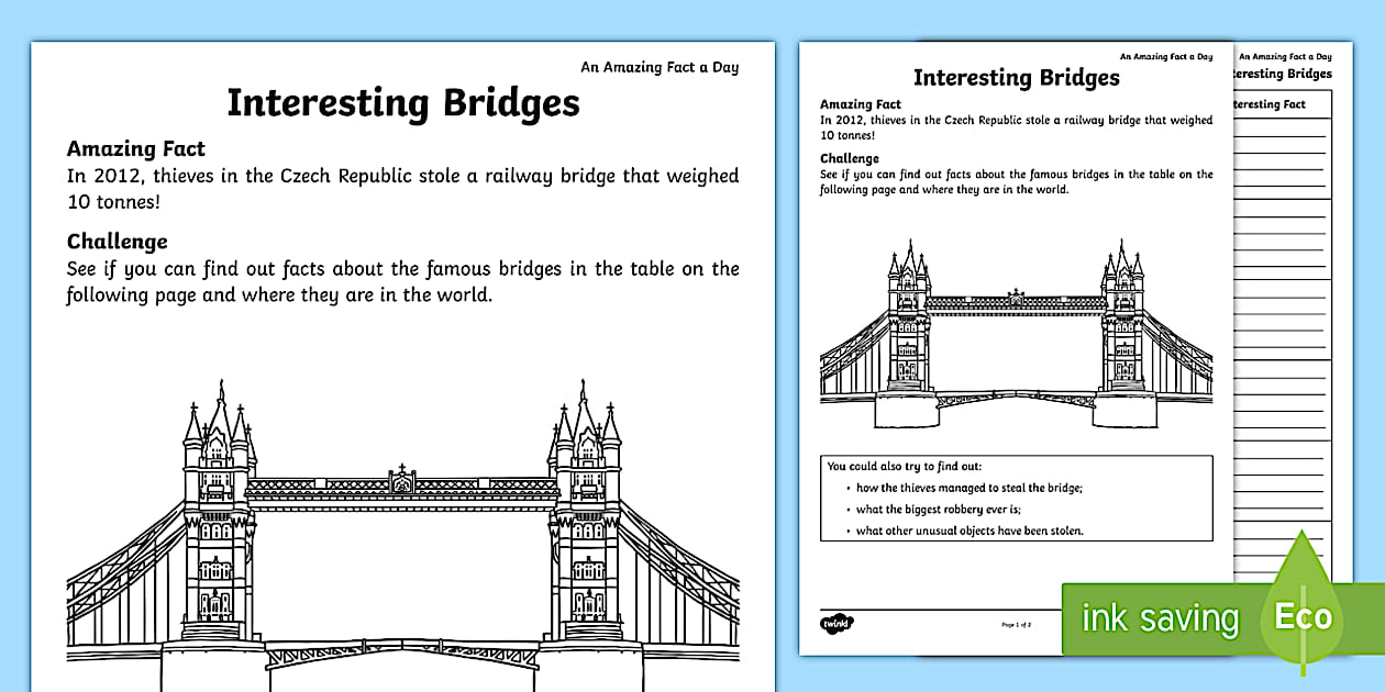 Interesting Bridges Worksheet / Worksheet - Twinkl