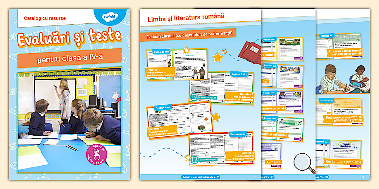 Evaluări și teste pentru clasa a IV-a – Catalog cu resurse