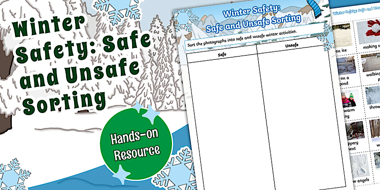 Winter Safety: Safe and Unsafe Sorting Cards - Twinkl - KS1