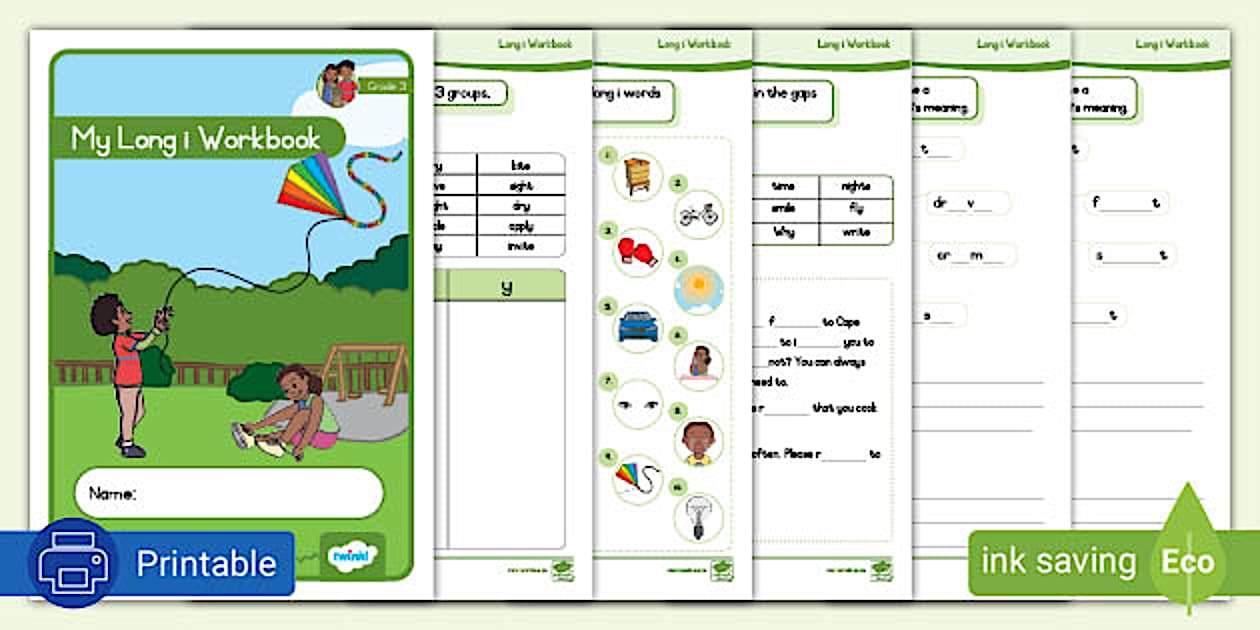 Grade 3 Phonics: Long i (i_e, igh, y) Workbook - Twinkl