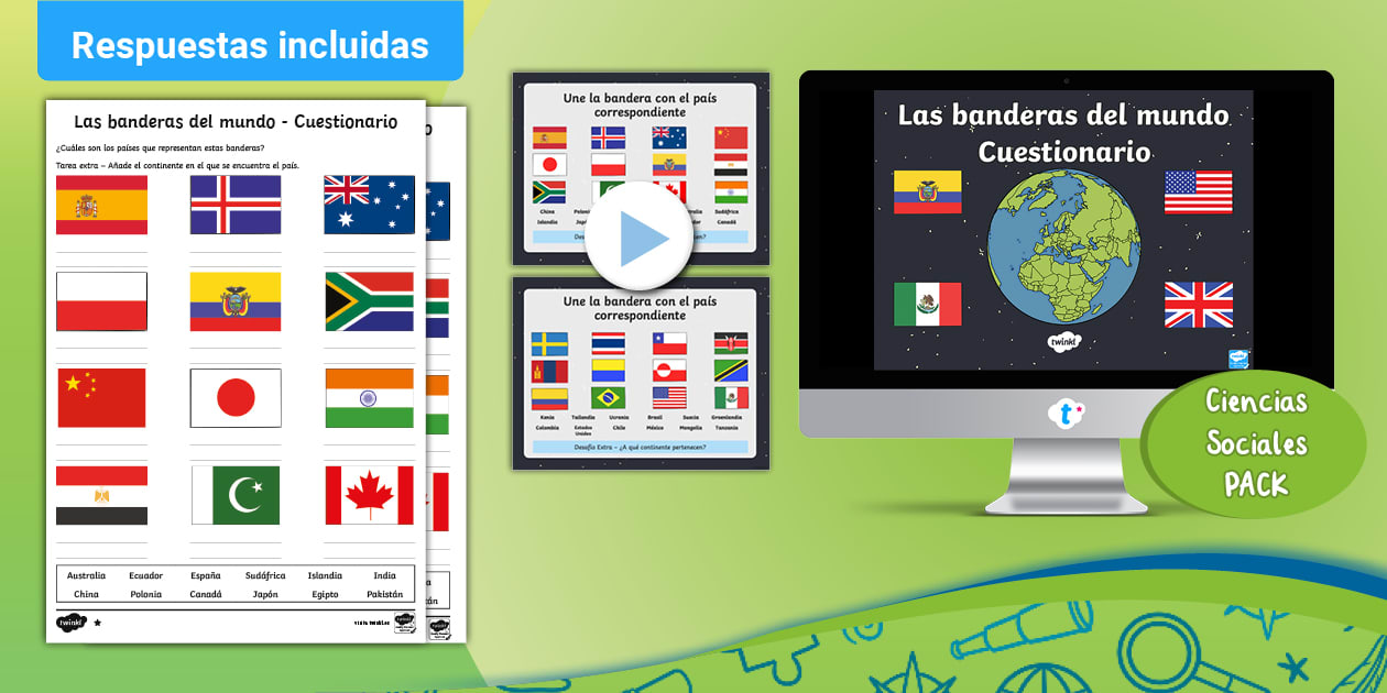 Actividad: banderas del mundo. Juego. Twinkl - Twinkl