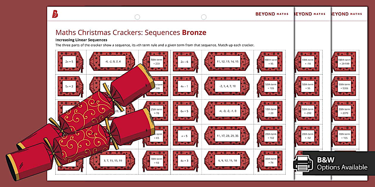 👉 Sequences Worksheet (PDF) - Maths Christmas Crackers