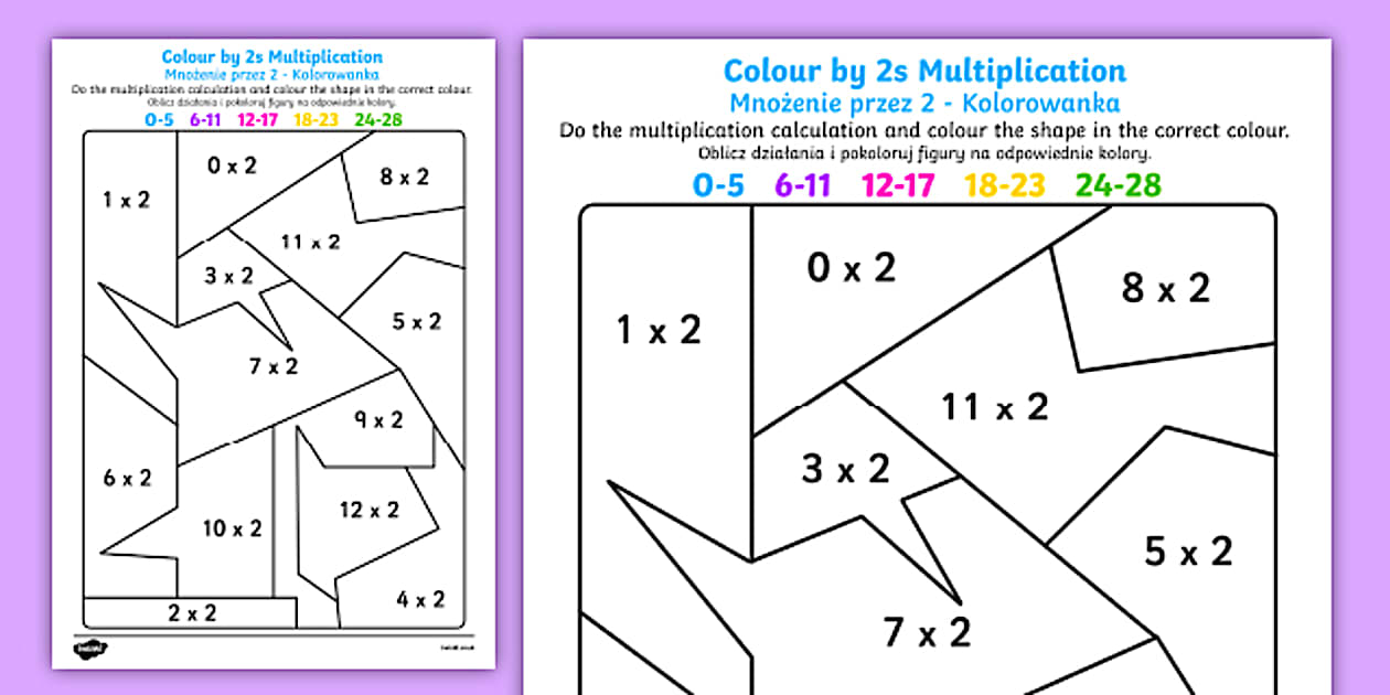 Colour by 2s Multiplication - English/Polish - Colour by 2s Multiplication