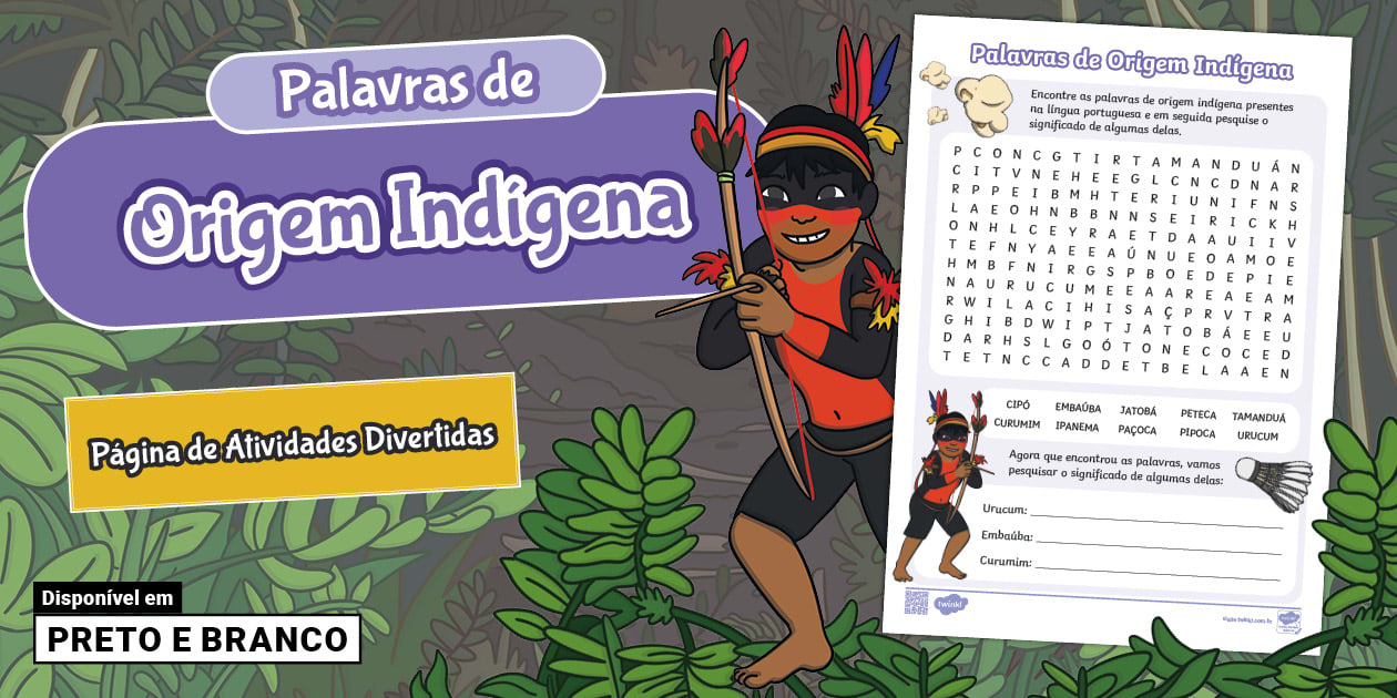 Palavras de origem indígena - Caça Palavras