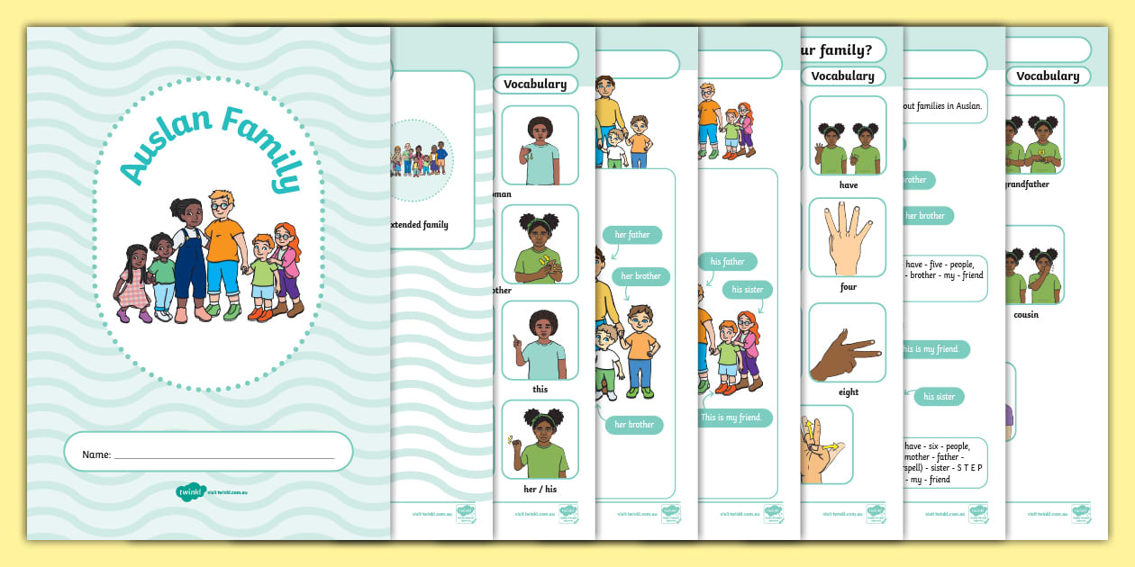 Auslan Booklet - Family (teacher made) - Twinkl
