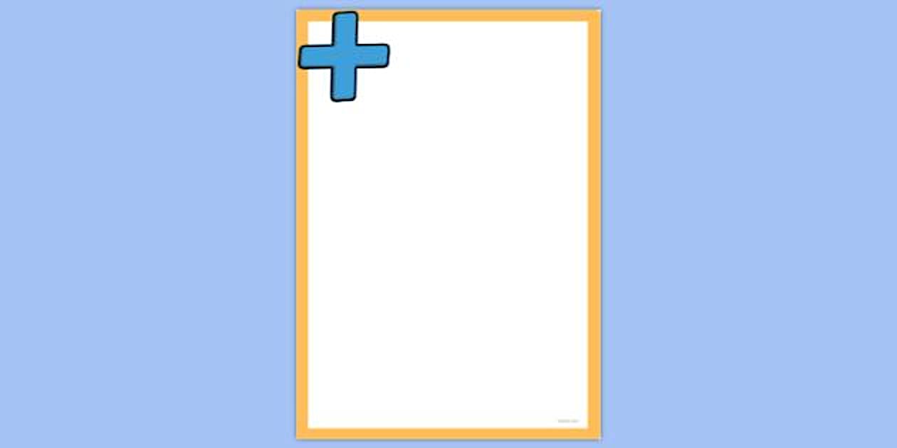 Simple Blank Maths Plus Addition Page Border | Page Borders | Twinkl