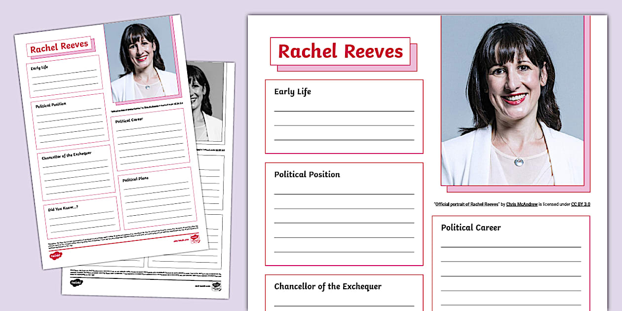 Rachel Reeves Fact File Template (teacher made) - Twinkl