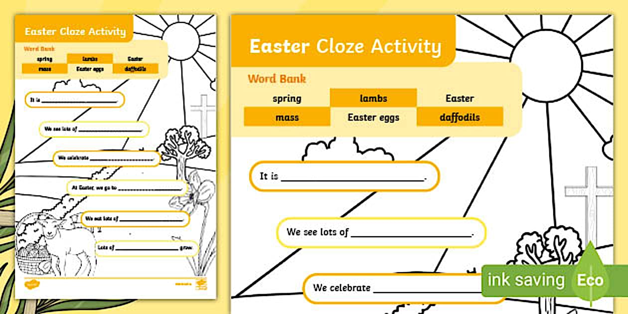 Easter cloze activity | Worksheet | Easy to print - Twinkl