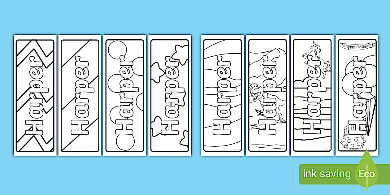 Harper Name Simple Colouring Bookmarks | Twinkl | KS1 | KS2