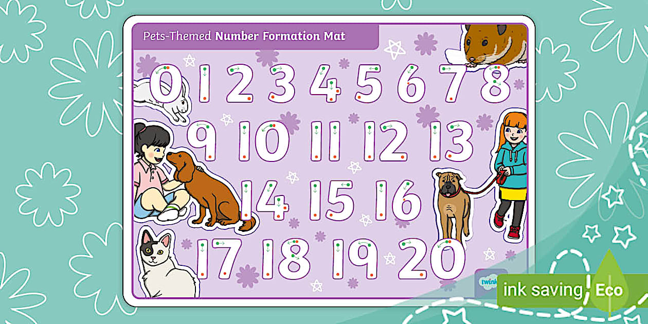 Pets-Themed Number Formation Mat (Ages 5 - 6) - Twinkl