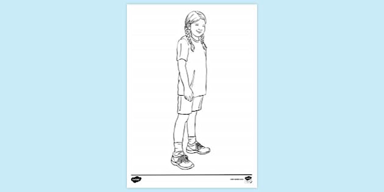 Girl Wearing PE Kit Colouring | Colouring Sheets - Twinkl