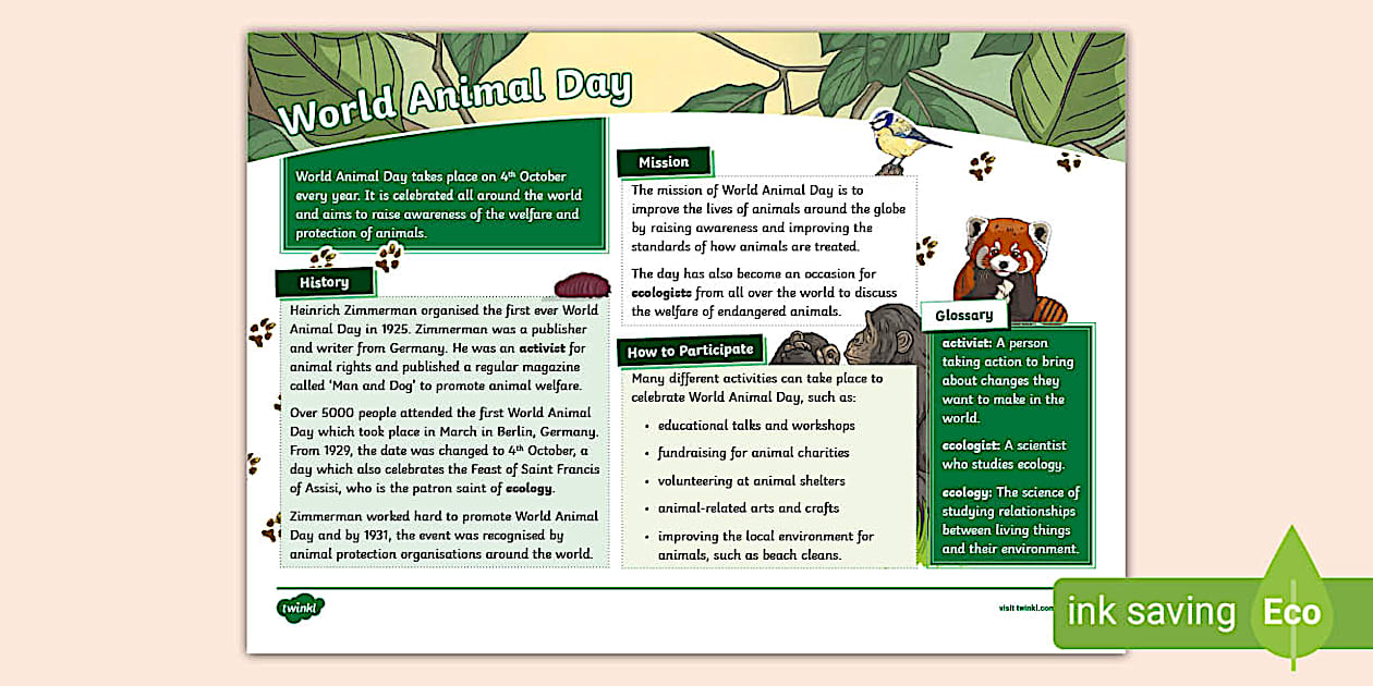 World Animal Day Facts | KS2 | Animals | The Environment