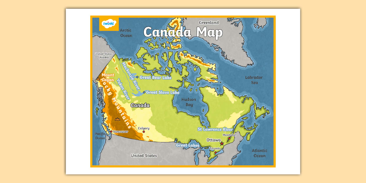 KS2 Canada Display Map (teacher made) - Twinkl