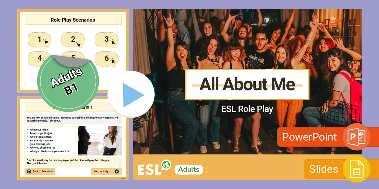 ESL All About Me Role Play PPT [Adults, B1] - Twinkl