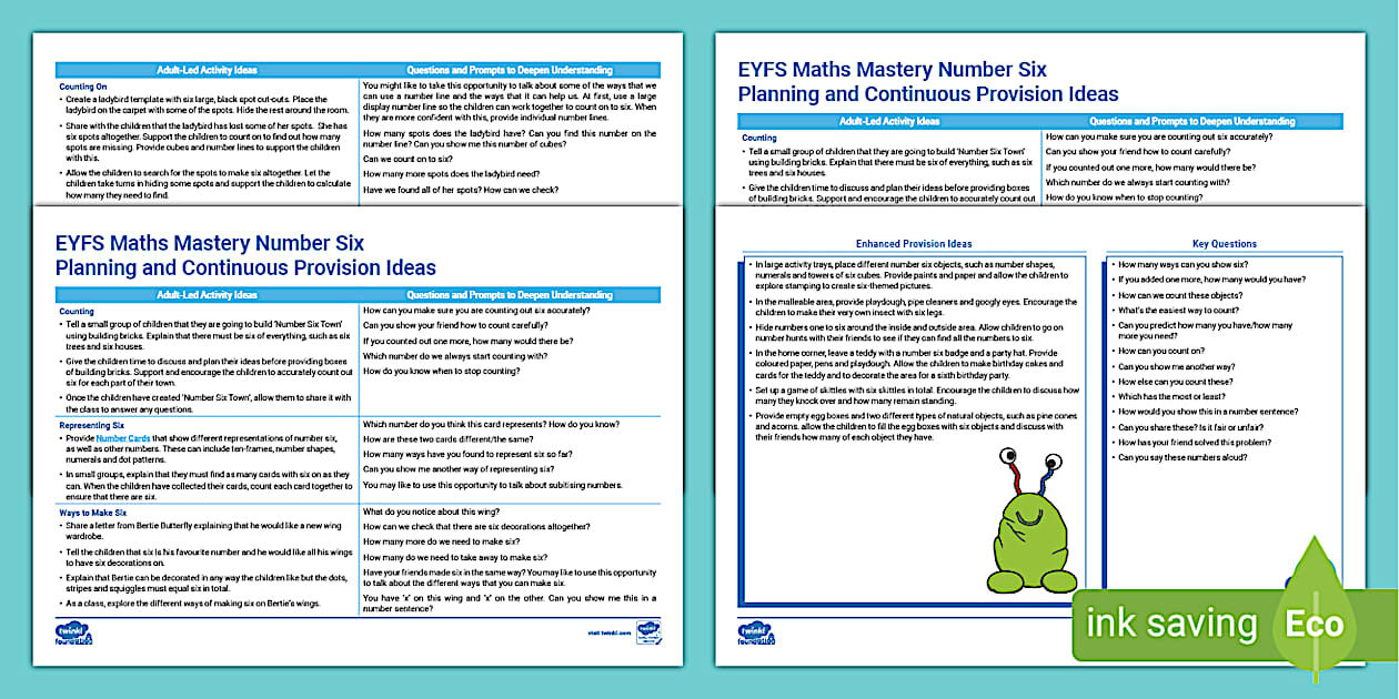 👉 EYFS Maths Mastery Number Six Planning Ideas - Twinkl