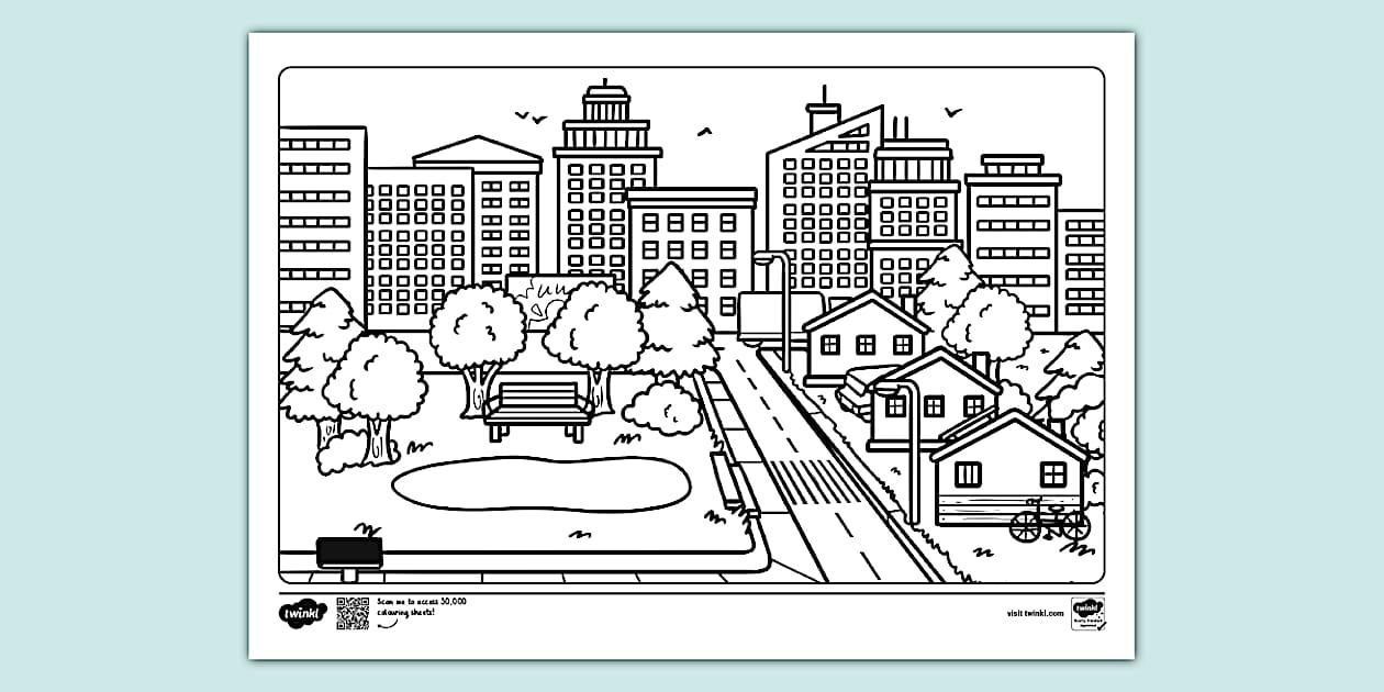 Urban Habitat Colouring Sheet (Teacher-Made) - Twinkl