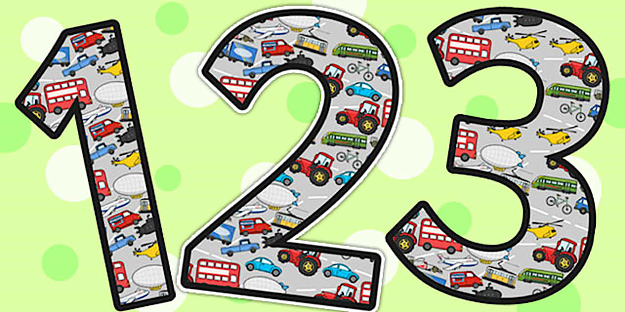 Transport Themed A4 Display Numbers (teacher made) - Twinkl