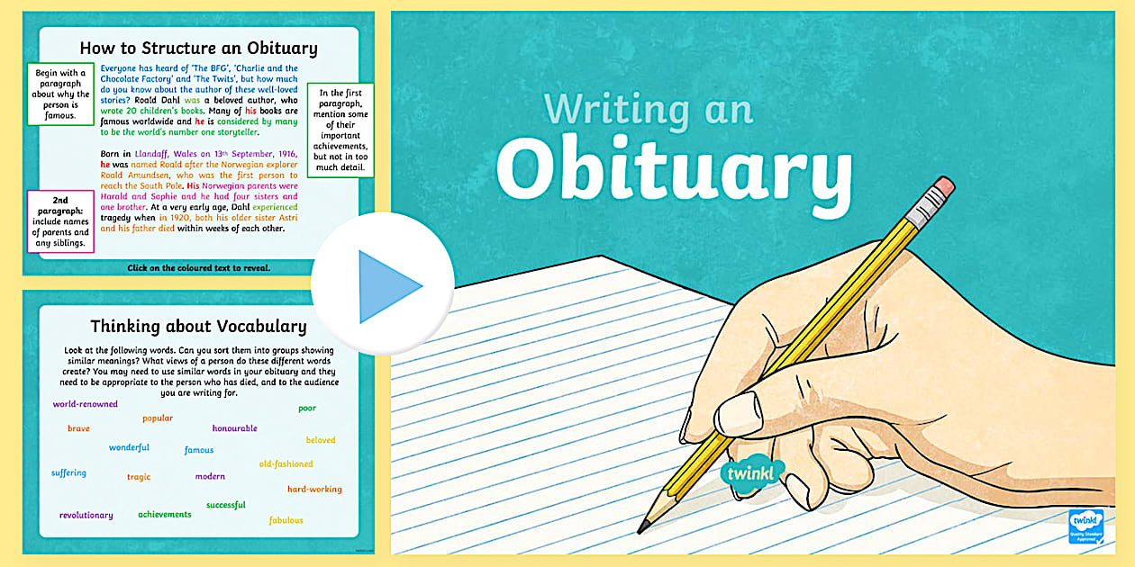 Obituary Template - Writing PowerPoint (teacher made)