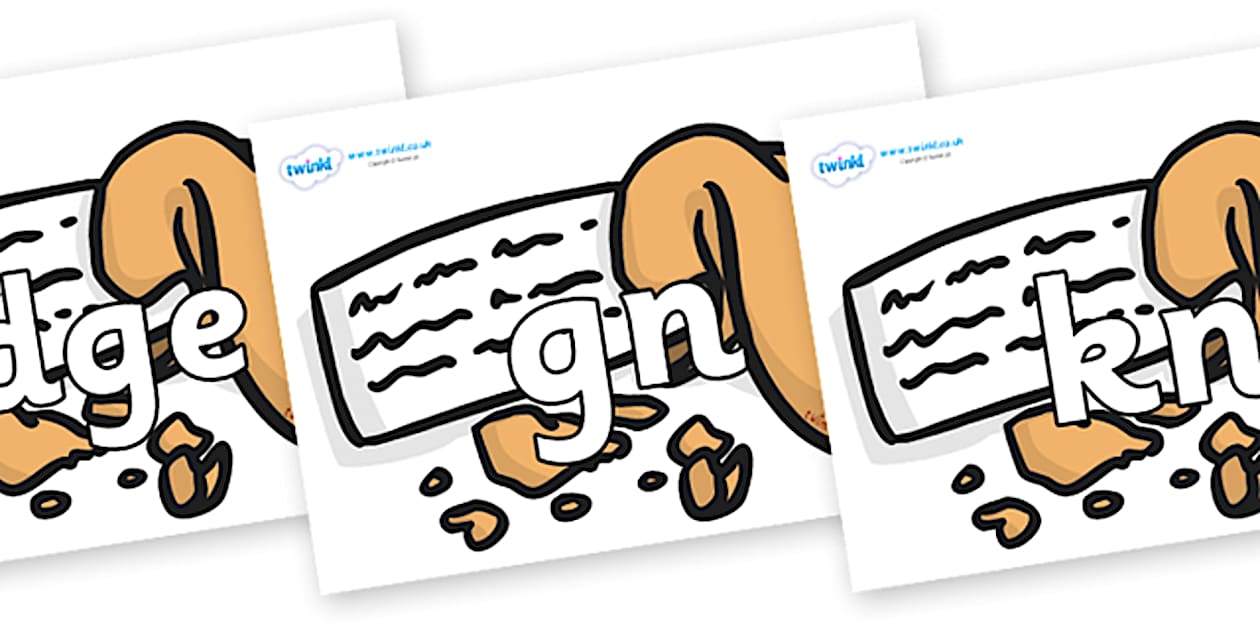 Cursive Silent Letters on Fortune Cookies (teacher made)