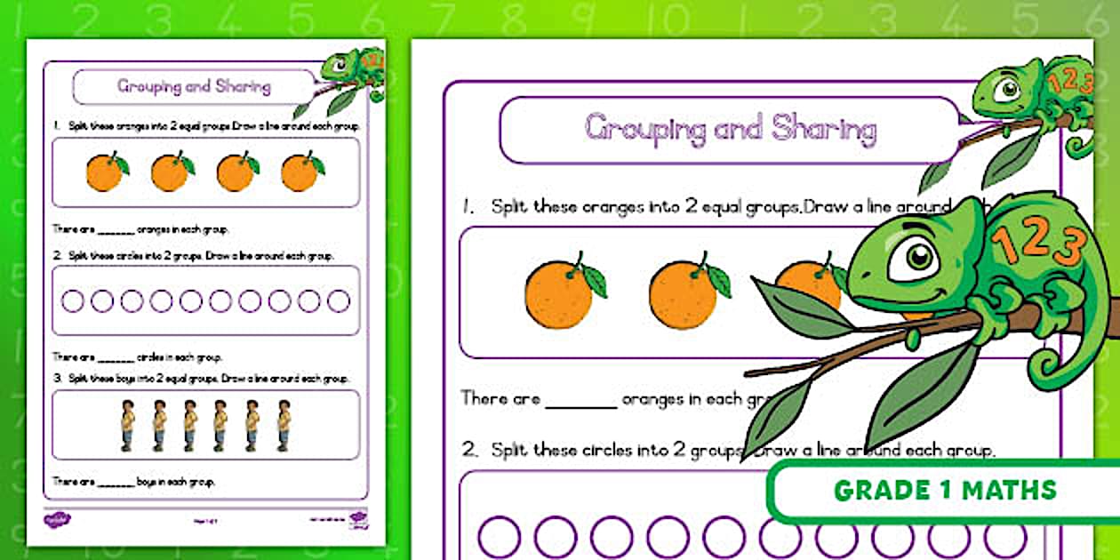 Grade 1 Maths - Sharing and Grouping: Worksheet 8