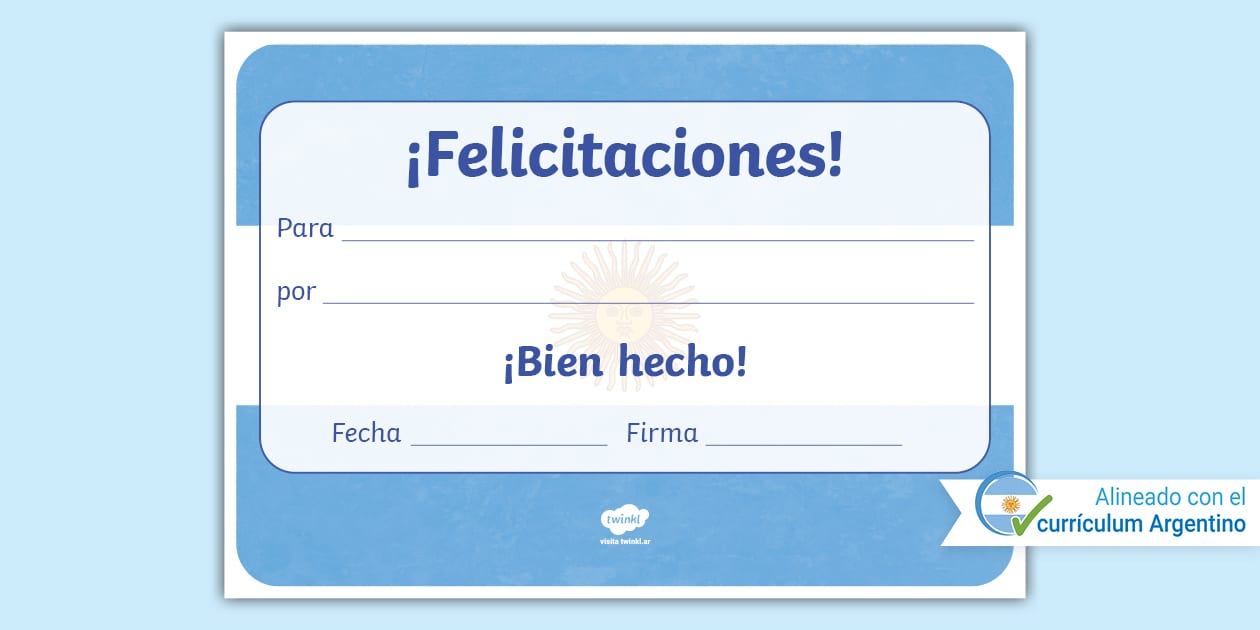 Certificados: Día de la Bandera - Twinkl