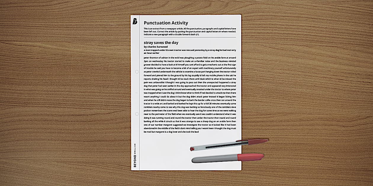 Punctuation Revision GCSE Worksheet | SPaG | Beyond English