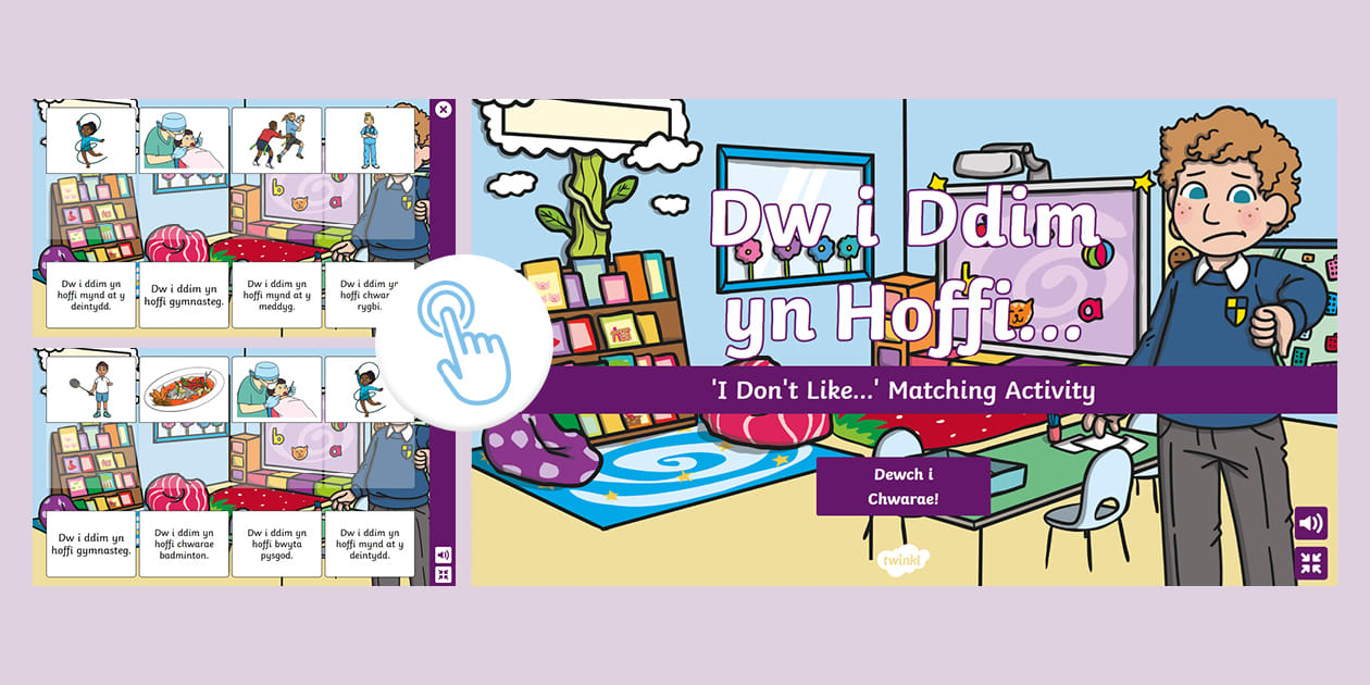Learn Welsh: Gêm Rhyngweithiol Dw i Ddim yn Hoffi/I Don't Like Interactive