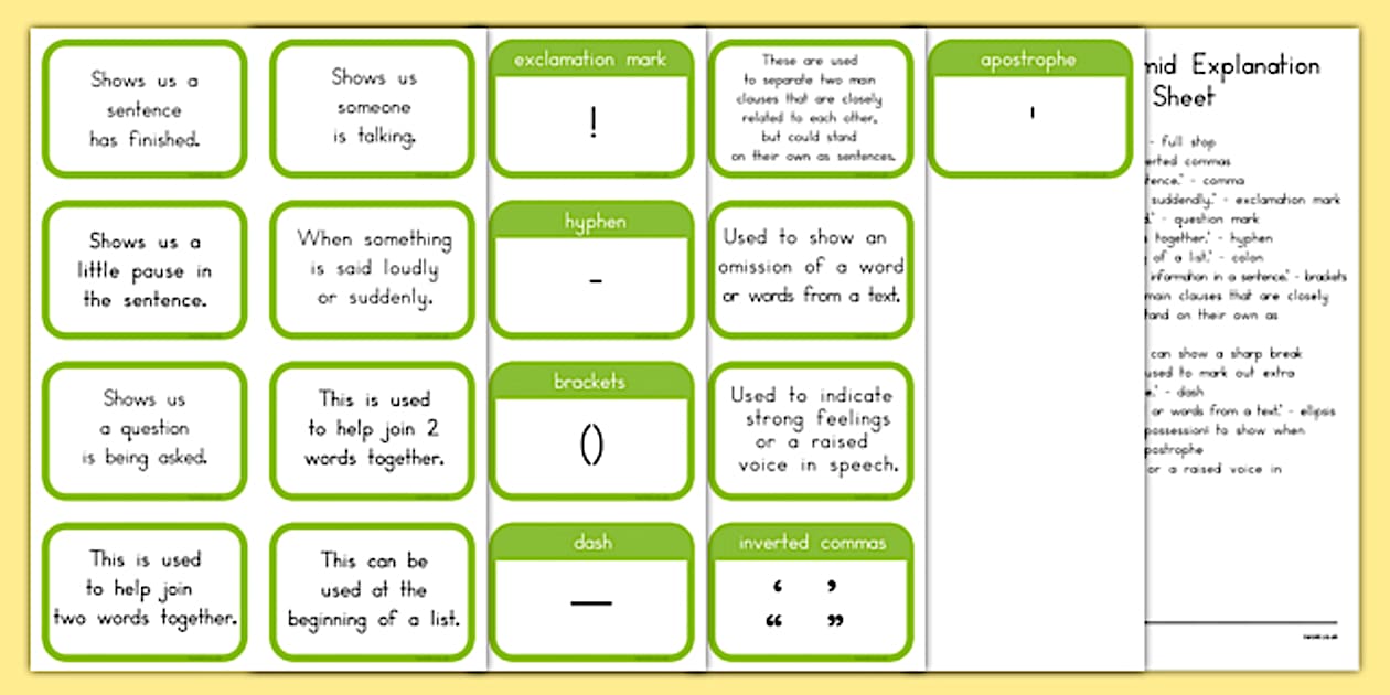 Punctuation Pyramid Explanation Flashcards (teacher made)