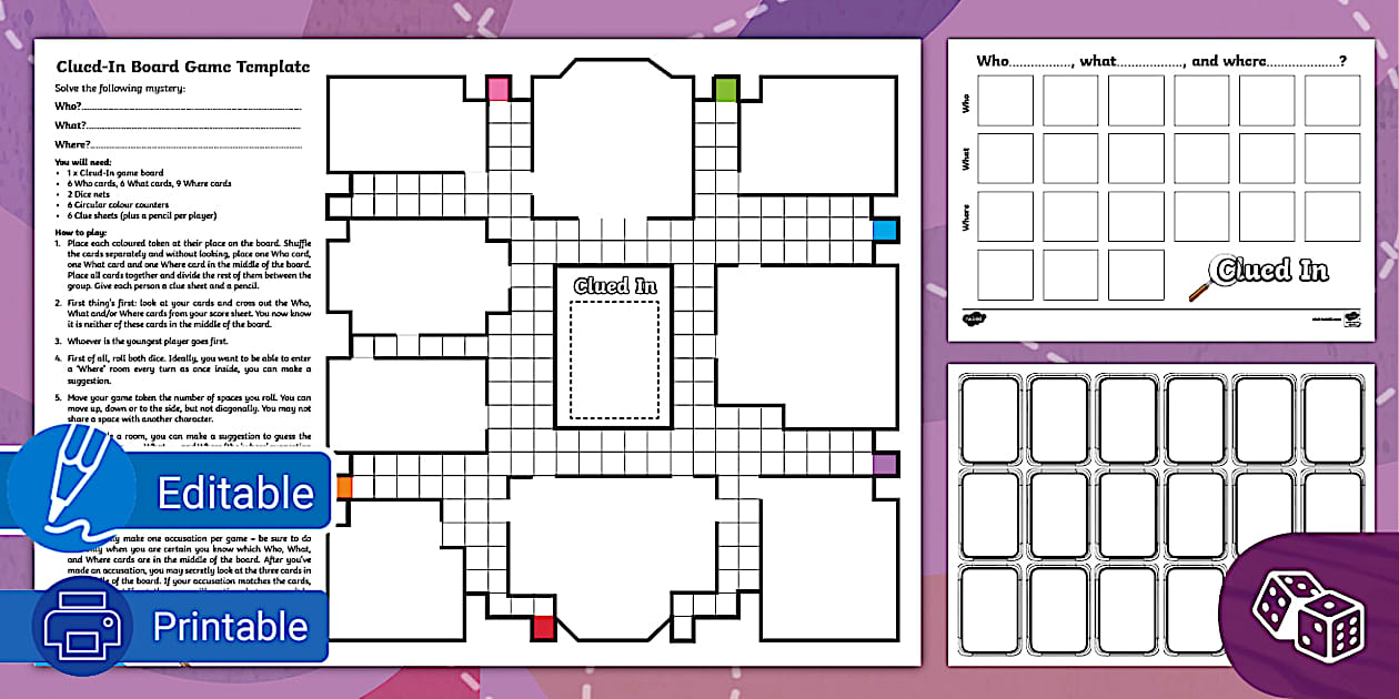 Design Your Own Clue Printable Board Game | Twinkl USA